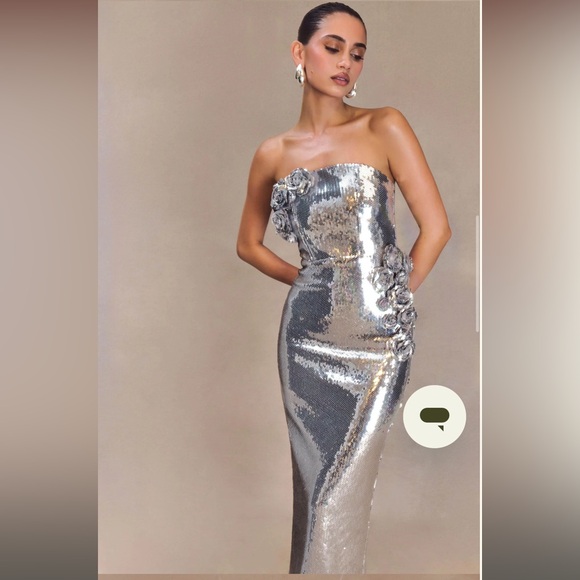 Meshki | Dresses | New Years Eve Silver Strapless Dress | Poshmark